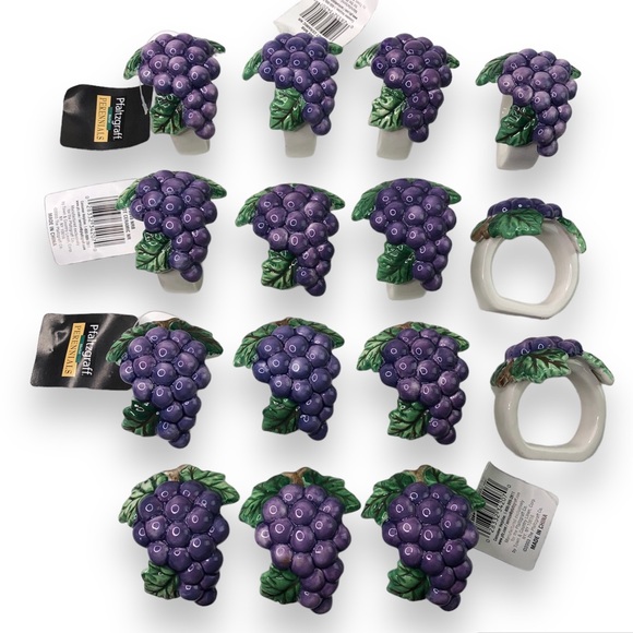 Pfaltzgraff | Dining | Vintage Purple Grapes Porcelain Napkin Holders Rings 5 Pcs Tropical Table ...